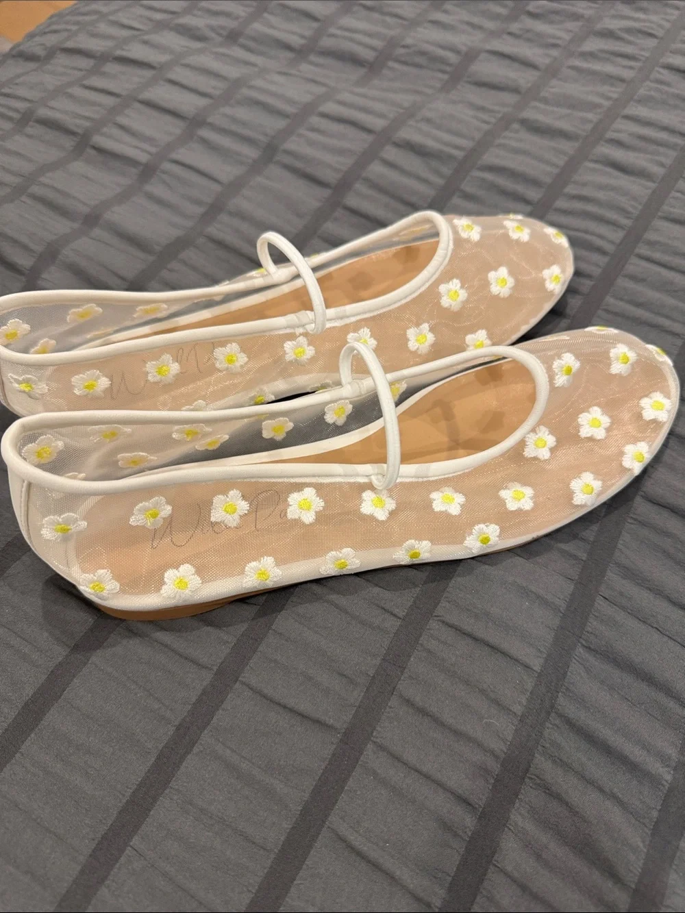 Wild Pair | Shoes | Wild Pair Floral Mesh Mary Jane Flats With White ...